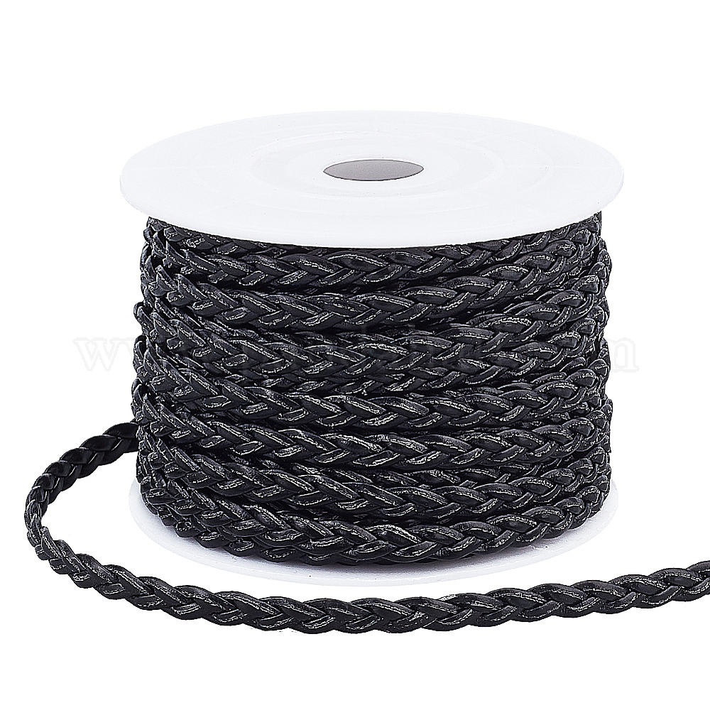 Wholesale PH PandaHall 10.9 Yard Braided Leather Strip 5mm 3 Ply Hand ...
