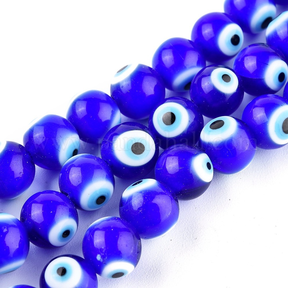 Wholesale Handmade Evil Eye Lampwork Round Bead Strands - Pandahall.com