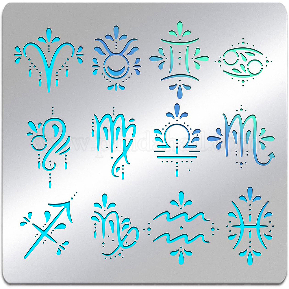 Wholesale BENECREAT Zodiac Signs Themed Metal Stencil - Pandahall.com