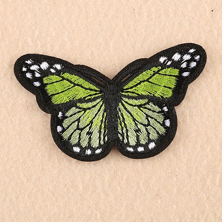 機械刺繍布地手縫い/アイロンワッペン マスクと衣装のアクセサリー アップリケ 蝶 黄緑 46x78mmの通販 - PandaHall（パンダホール）
