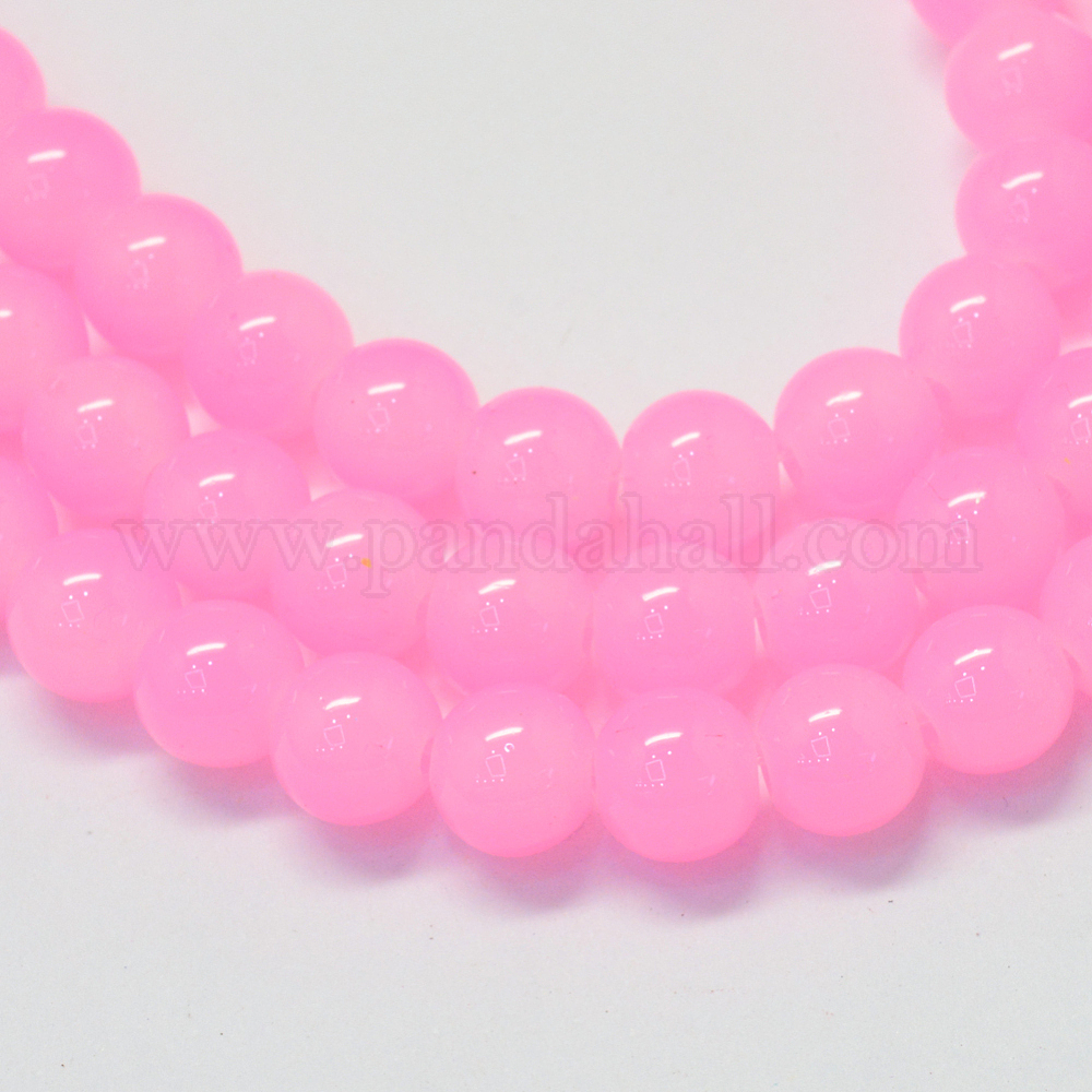 Wholesale Baking Painted Imitation Jade Glass Round Bead Strands ...