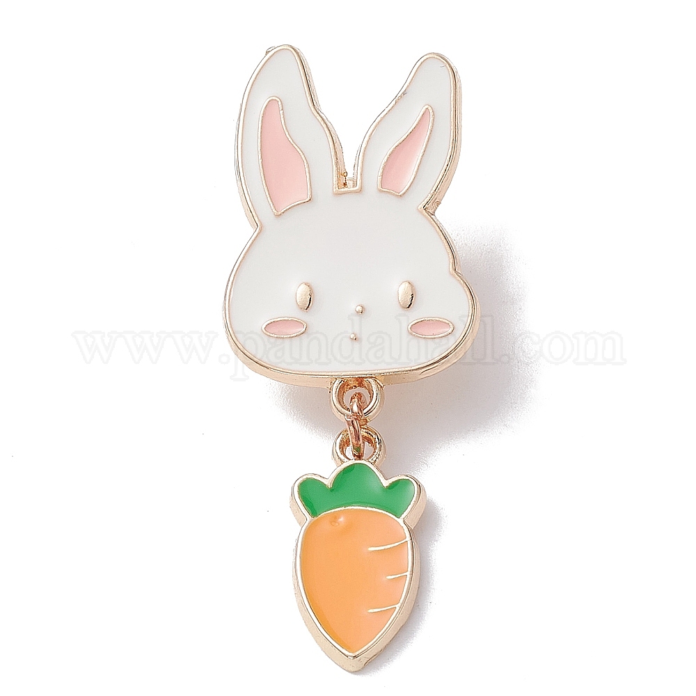 Wholesale Rabbit with Carrot Dangle Enamel Pins - Pandahall.com