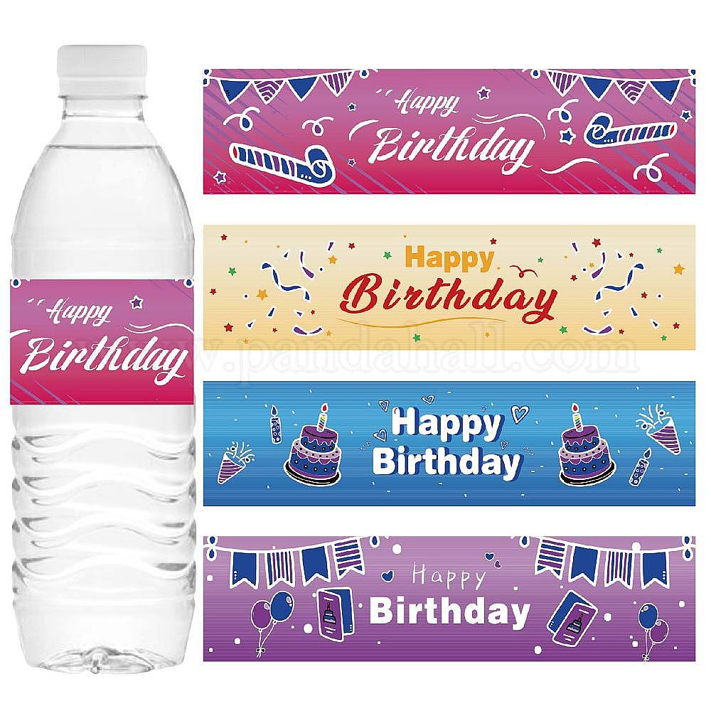 Wholesale CREATCABIN 100Pcs 4 Styles Happy Birthday Water Bottle Labels ...