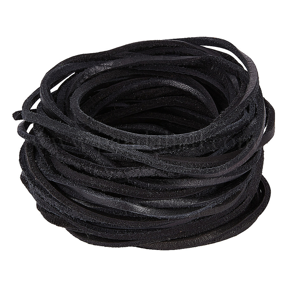 Wholesale GORGECRAFT 11Yds 3mm Black Flat Genuine Leather Cord Natural ...