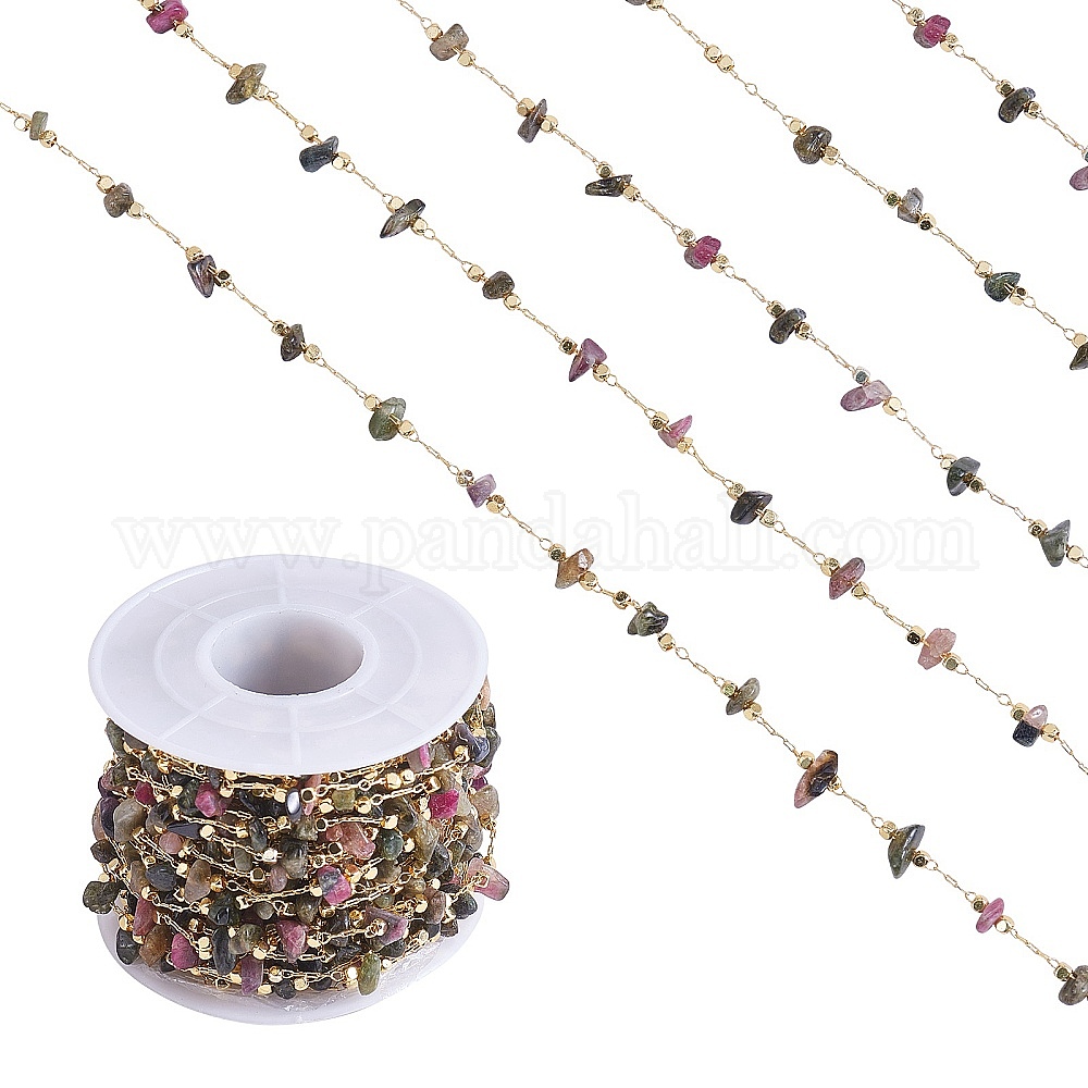 Wholesale Natural Tourmaline Chips Beaded Chains - Pandahall.com