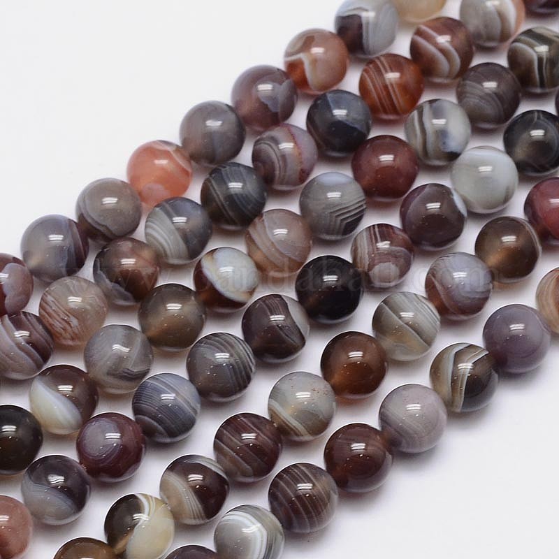Wholesale Round Natural Botswana Agate Bead Strands - Pandahall.com