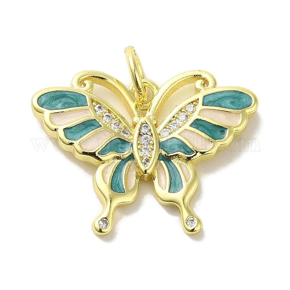 Wholesale Brass Enamel Micro Pave Cubic Zirconia Pendants - Pandahall.com