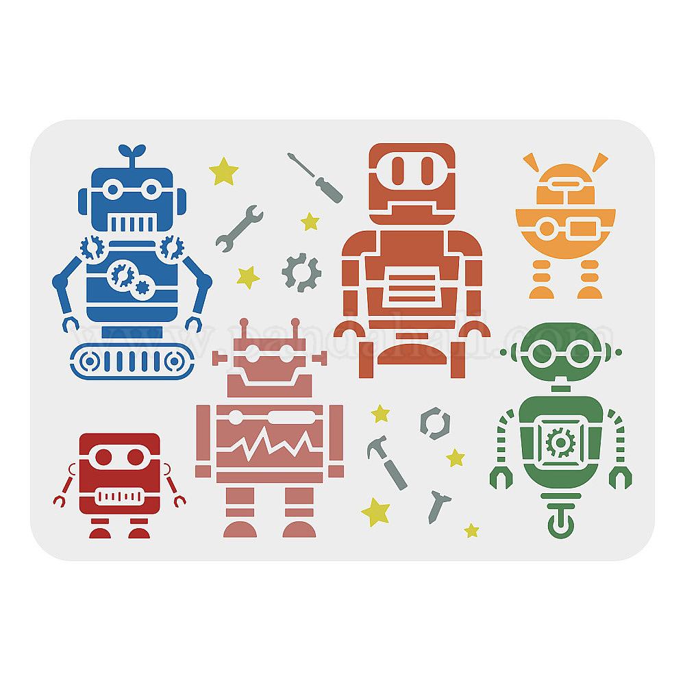 Wholesale FINGERINSPIRE Robot Stencils 11.7x8.3 inch Robots Painting ...