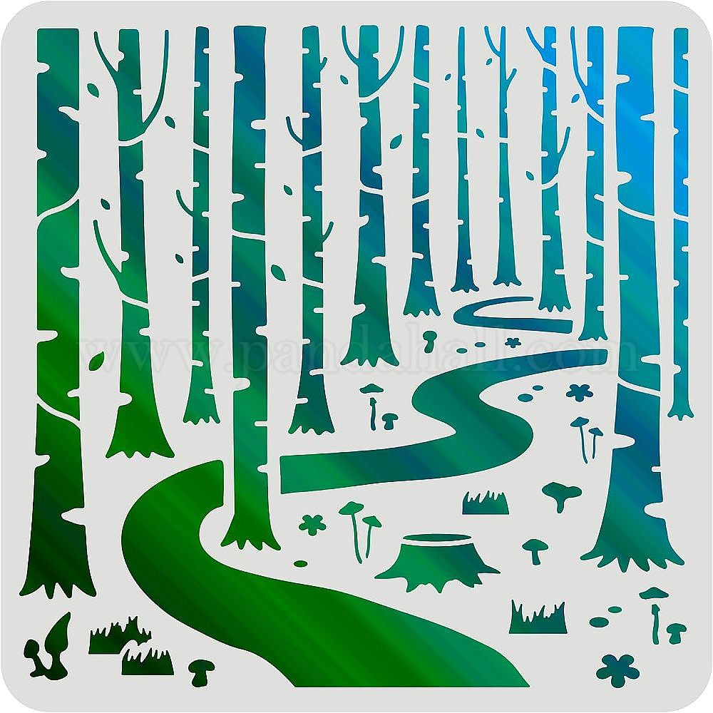 Wholesale FINGERINSPIRE Woodland Forest Stencils 11.8x11.8 inch Forest ...