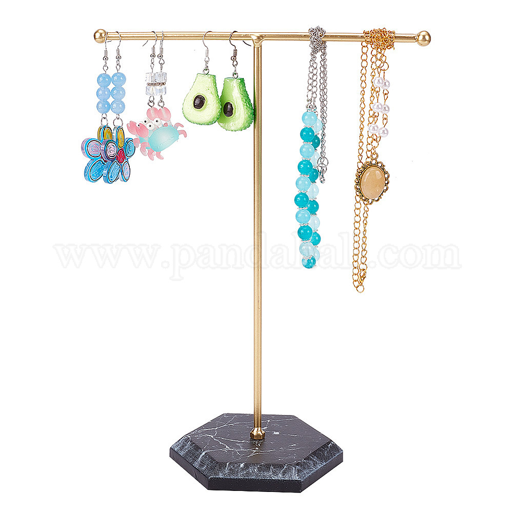 Wholesale Golden Tone T Bar Iron Earring Displays Stands - Pandahall.com