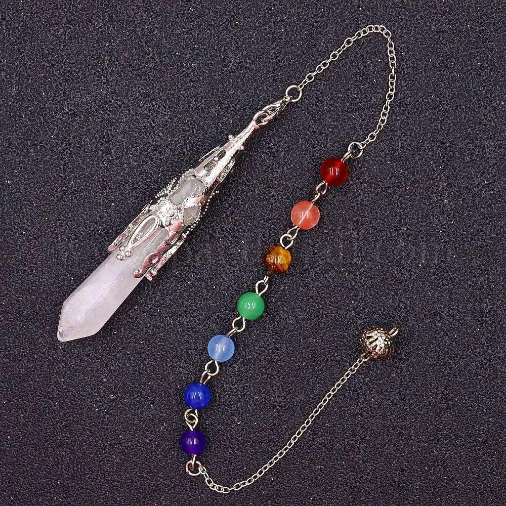 Wholesale Natural Quartz Crystal & Mixed Gemstone Bullet Pointed Dowsing Pendulums - Pandahall.com