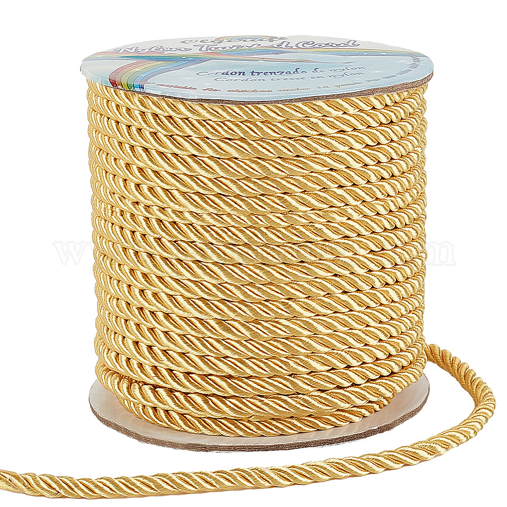 Wholesale OLYCRAFT 27M 5mm twisted Nylon Cord Rope 3-Ply Gold twisted ...
