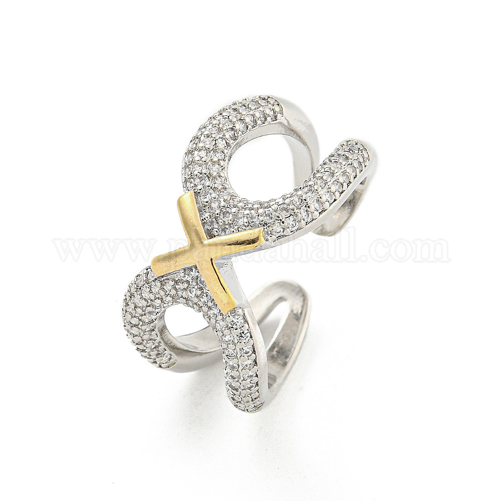 Wholesale Brass Micro Pave Cubic Zirconia Cuff Rings - Pandahall.com