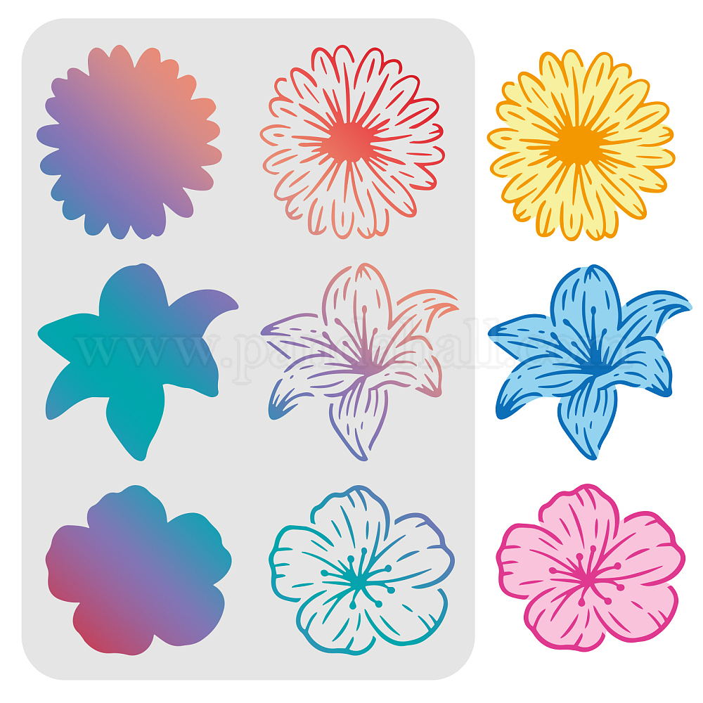 Shop FINGERINSPIRE Layered Flowers Pattern Drawing Painting Stencils ...