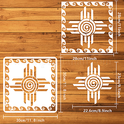 Wholesale FINGERINSPIRE Zia Sun Swirl Stencil 11.8x11.8 inch Tribe Zia ...