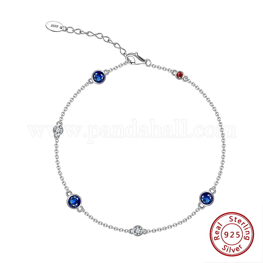 Wholesale Rhodium Plated 925 Sterling Silver Pave Clear & Blue & Red ...