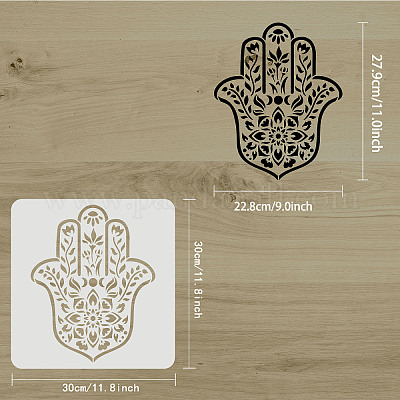 Wholesale FINGERINSPIRE Hamsa Hand Stencil 30x30cm Reusable Hamsa Palm Mandala Stencil Sacred ...