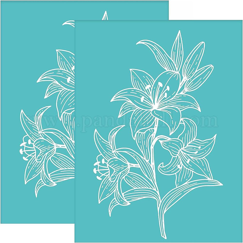 Wholesale OLYCRAFT 2pcs Silk Screen Printing Stencils Lily Flower ...