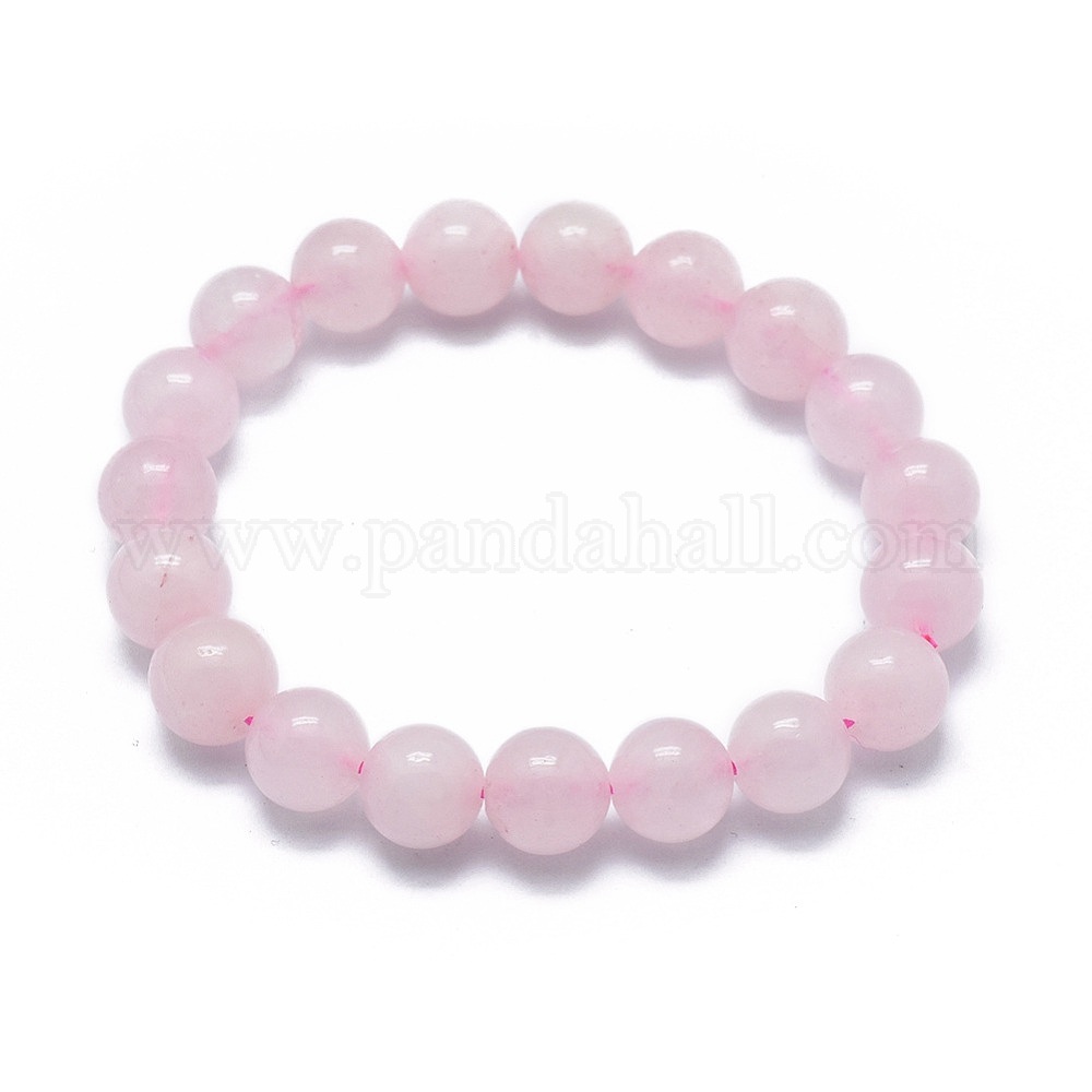 Wholesale Natural Rose Quartz Bead Stretch Bracelets - Pandahall.com