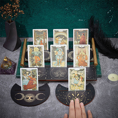 Wholesale GORGECRAFT 4 Pieces Wooden Tarot Card Stand Holder Moon Lotus ...