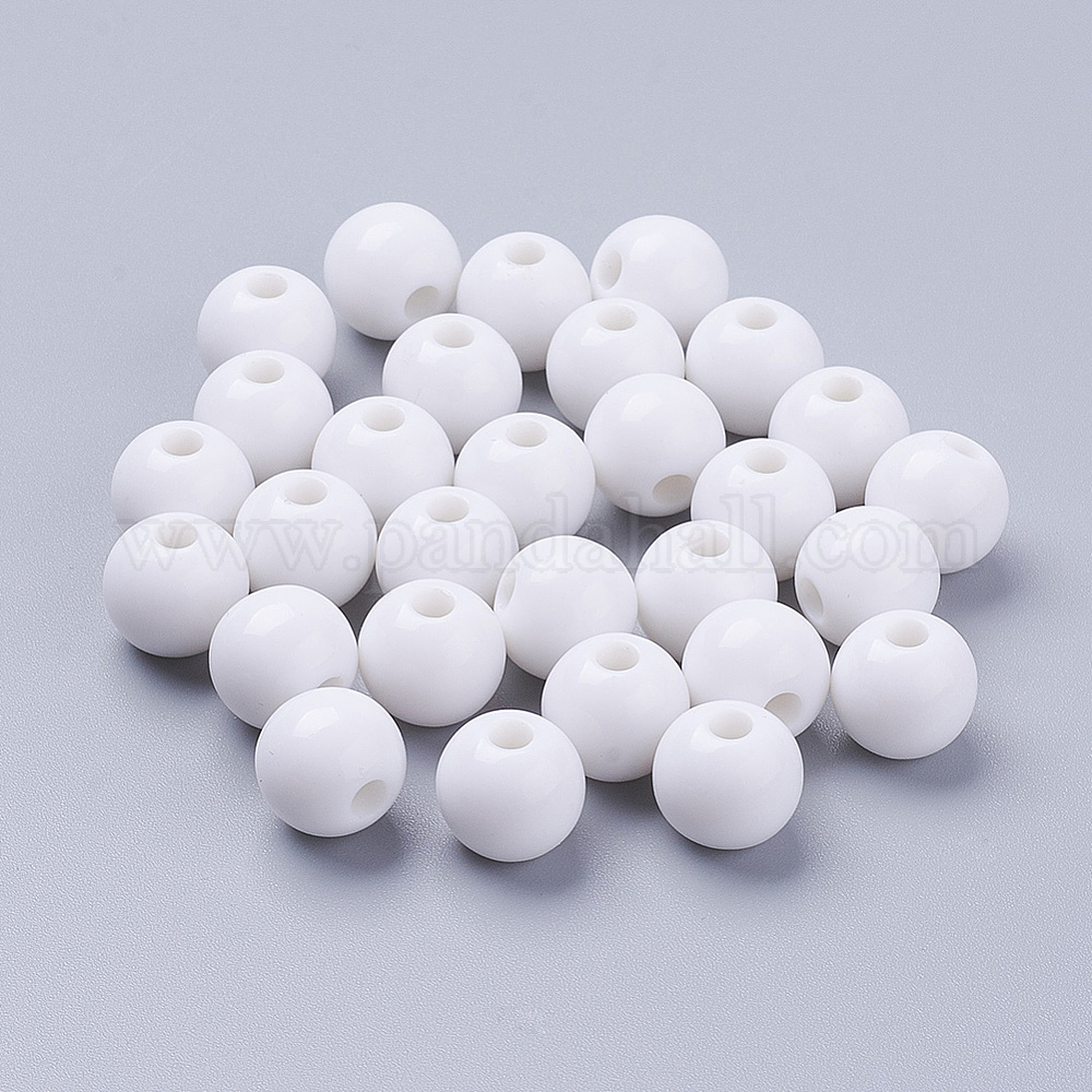 Wholesale 12MM White Chunky Bubblegum Acrylic Round Solid Beads ...