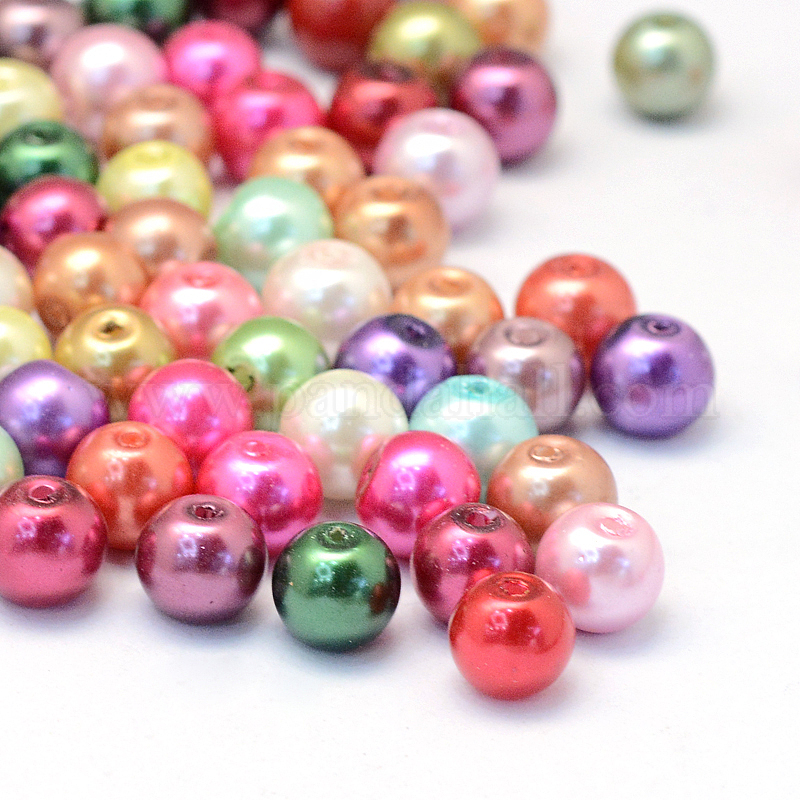 Wholesale Baking Painted Pearlized Glass Pearl Round Bead Strands ...