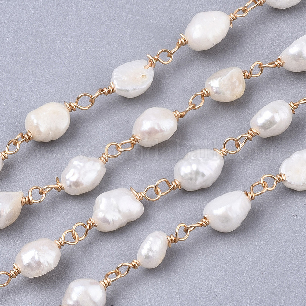 Wholesale Handmade Natural Freshwater Pearl Beaded Chains - Pandahall.com