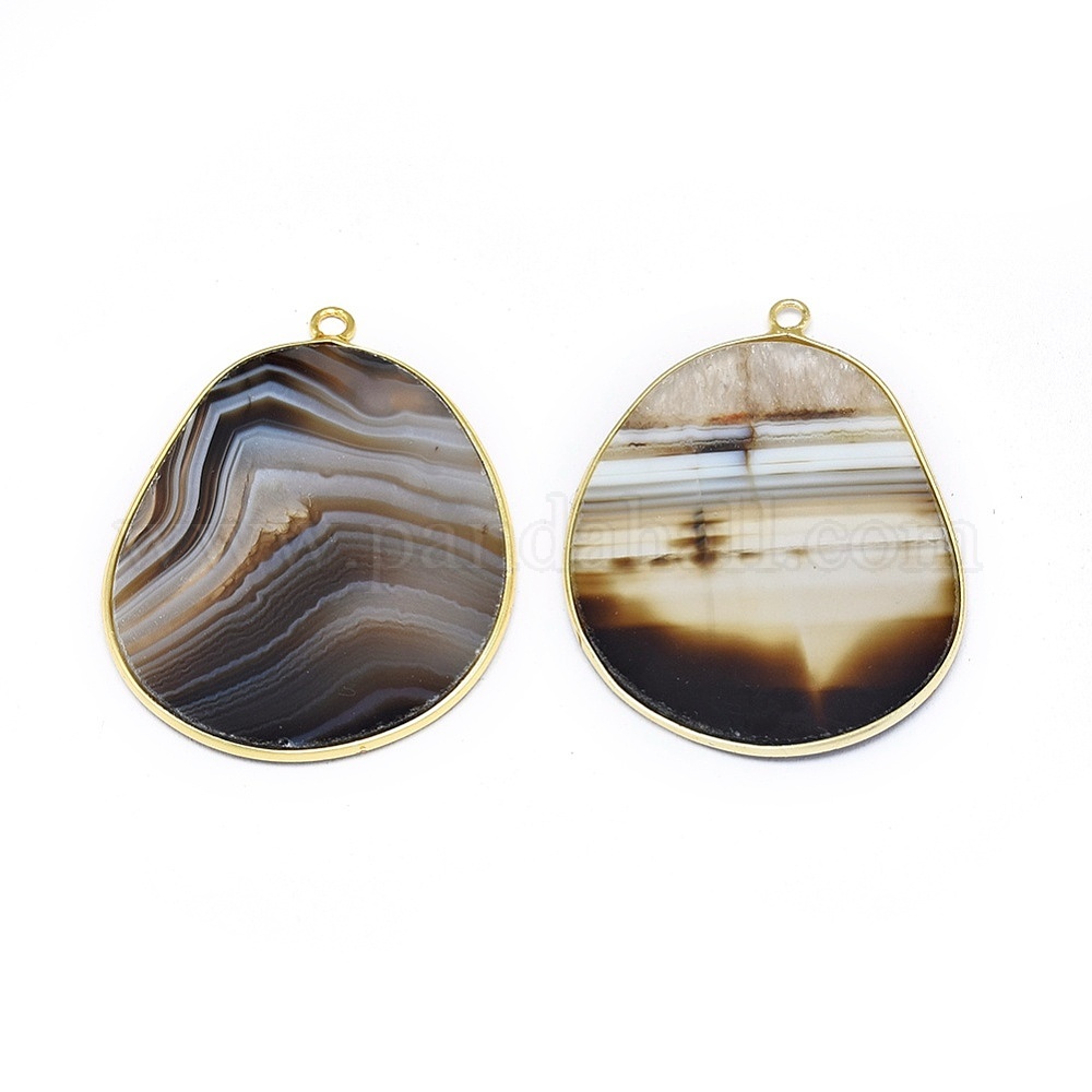 Wholesale Natural Natural Striped Agate/Banded Agate Pendants ...