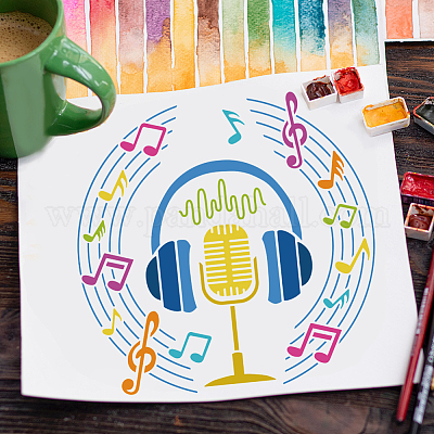 Wholesale FINGERINSPIRE Musical Motifs Painting Stencil 11.8x11.8 inch ...